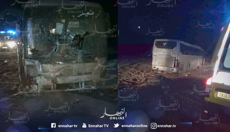 المغير 23 جريحا في اصطدام بين حافلة لنقل المسافرين وسيارة النهار أونلاين